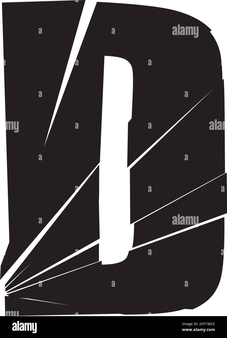 Textured letter D. Shattered, fractured, broken alphabet series - stock ...