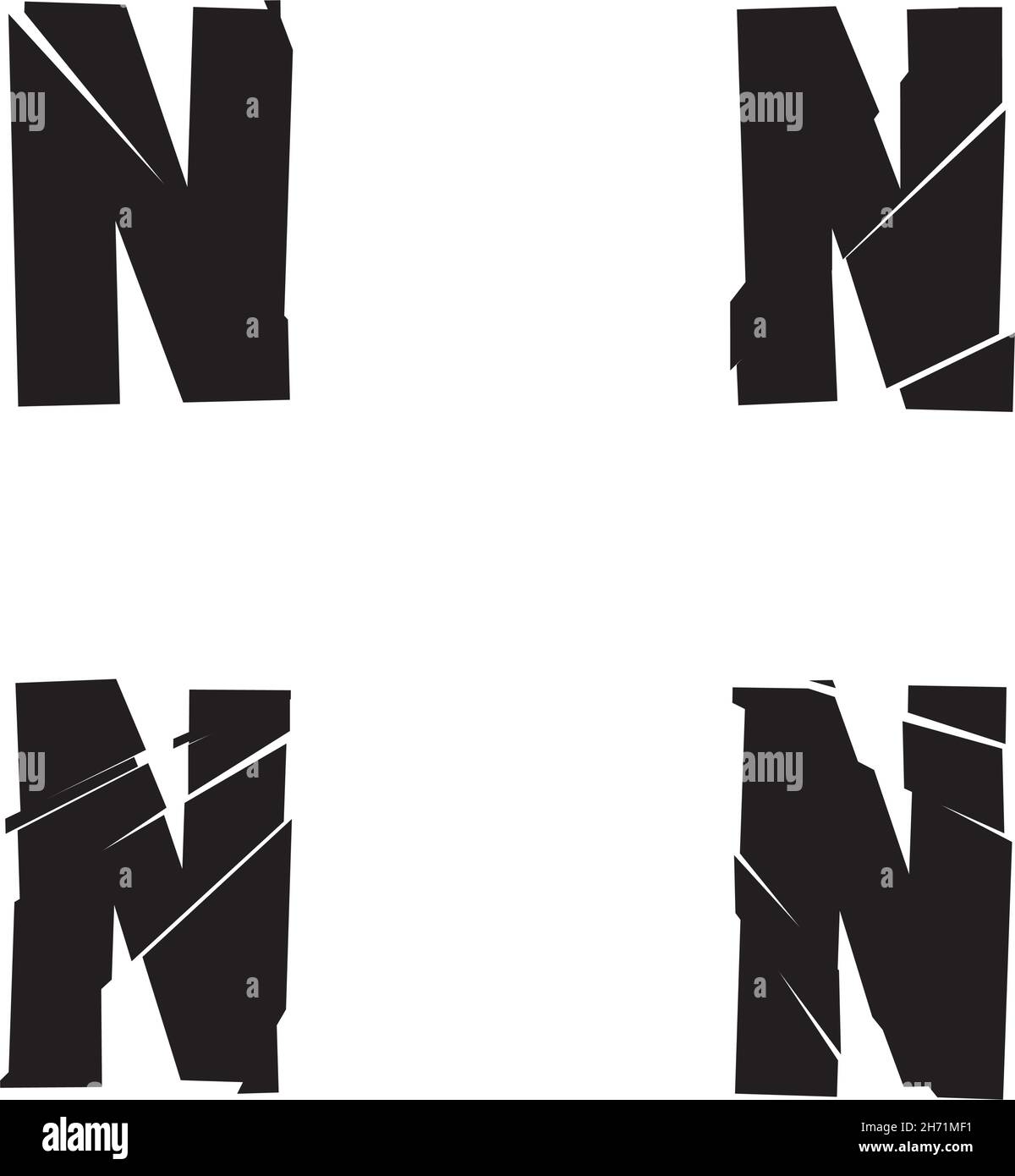 Textured letter N. Shattered, fractured, broken alphabet series - stock ...