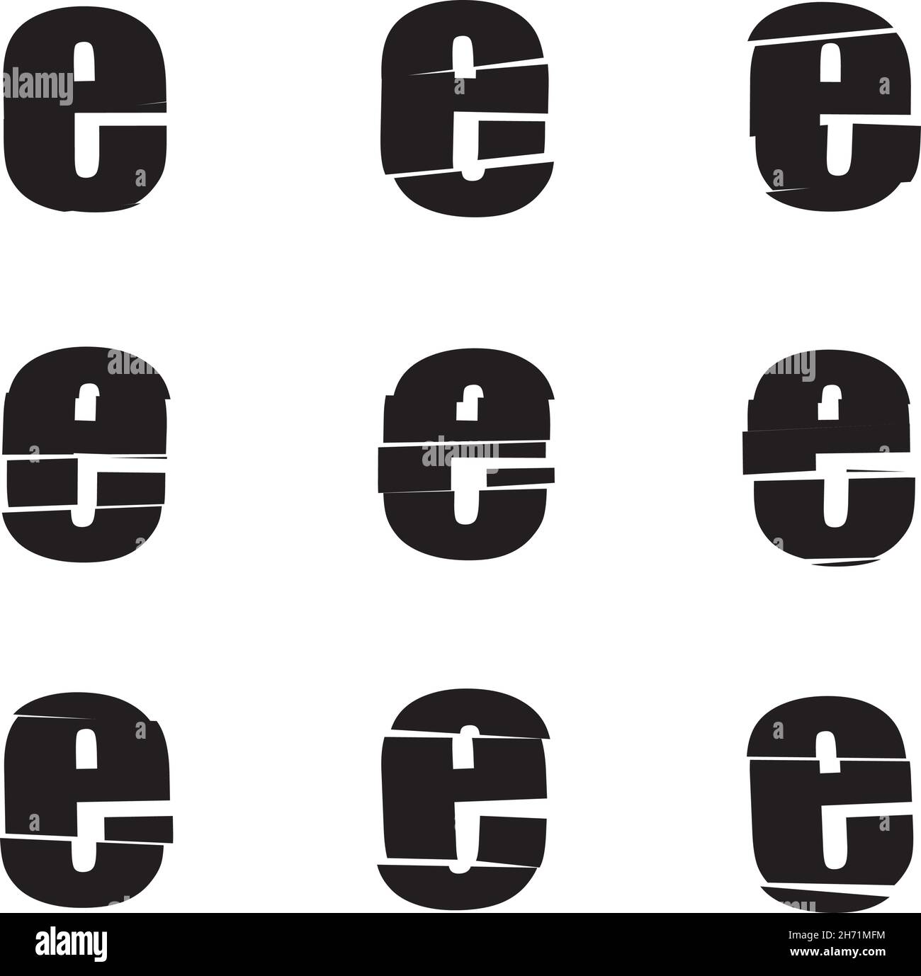 Textured letter e. Shattered, fractured, broken alphabet series - stock ...