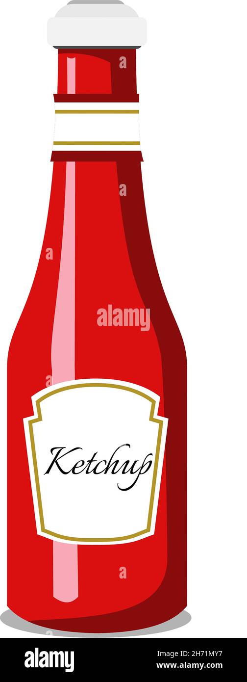 A red ketchup bottle with white sticker Stock Photo - Alamy