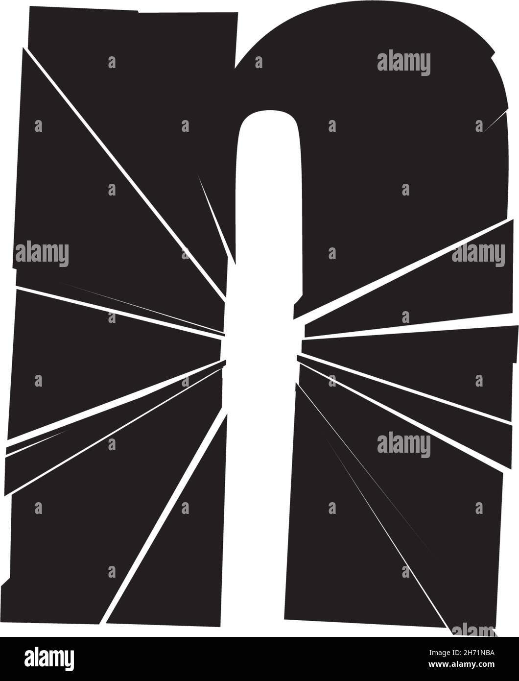 Textured letter n. Shattered, fractured, broken alphabet series - stock ...