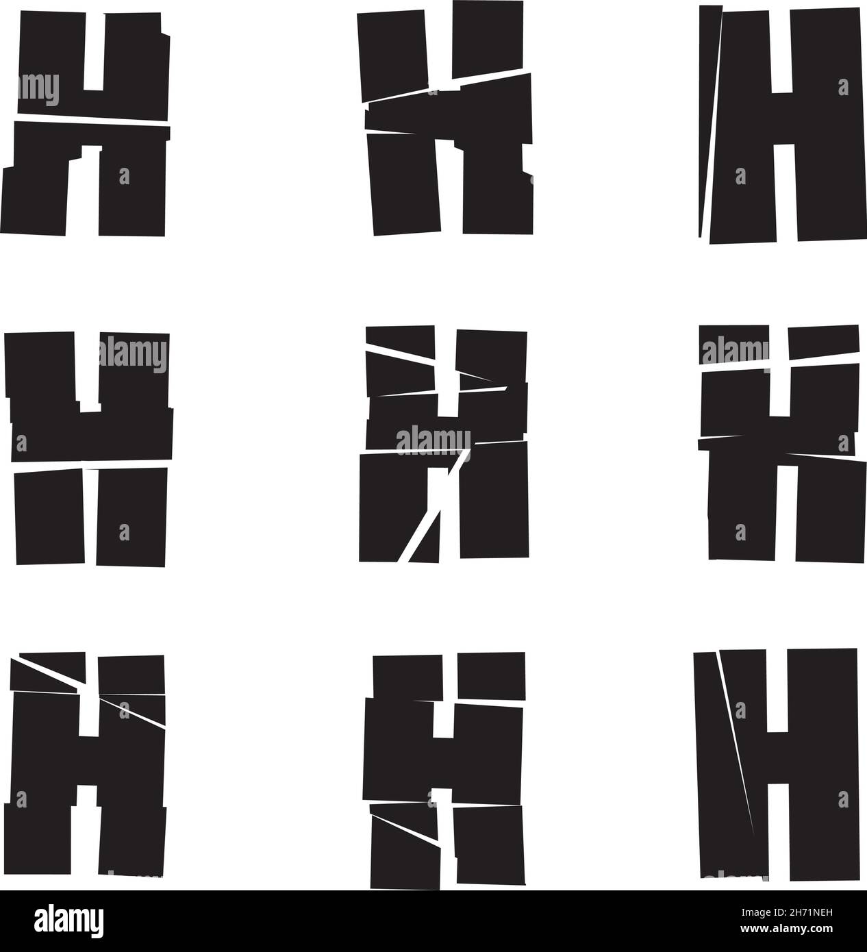 Textured letter H. Shattered, fractured, broken alphabet series - stock ...
