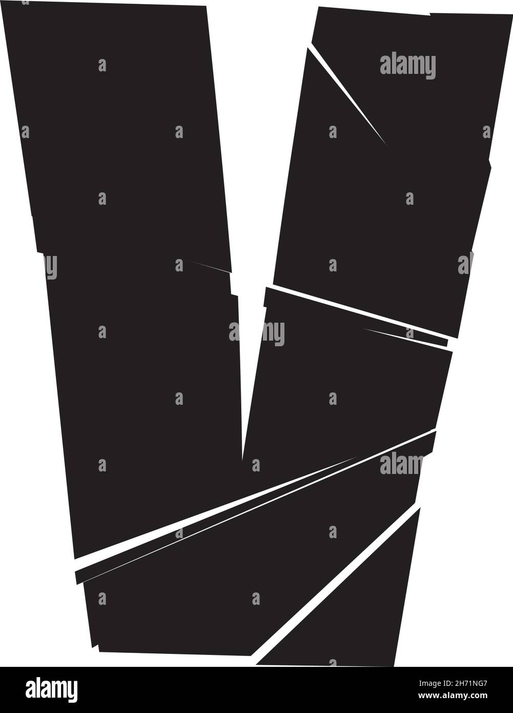 Textured letter V. Shattered, fractured, broken alphabet series - stock ...