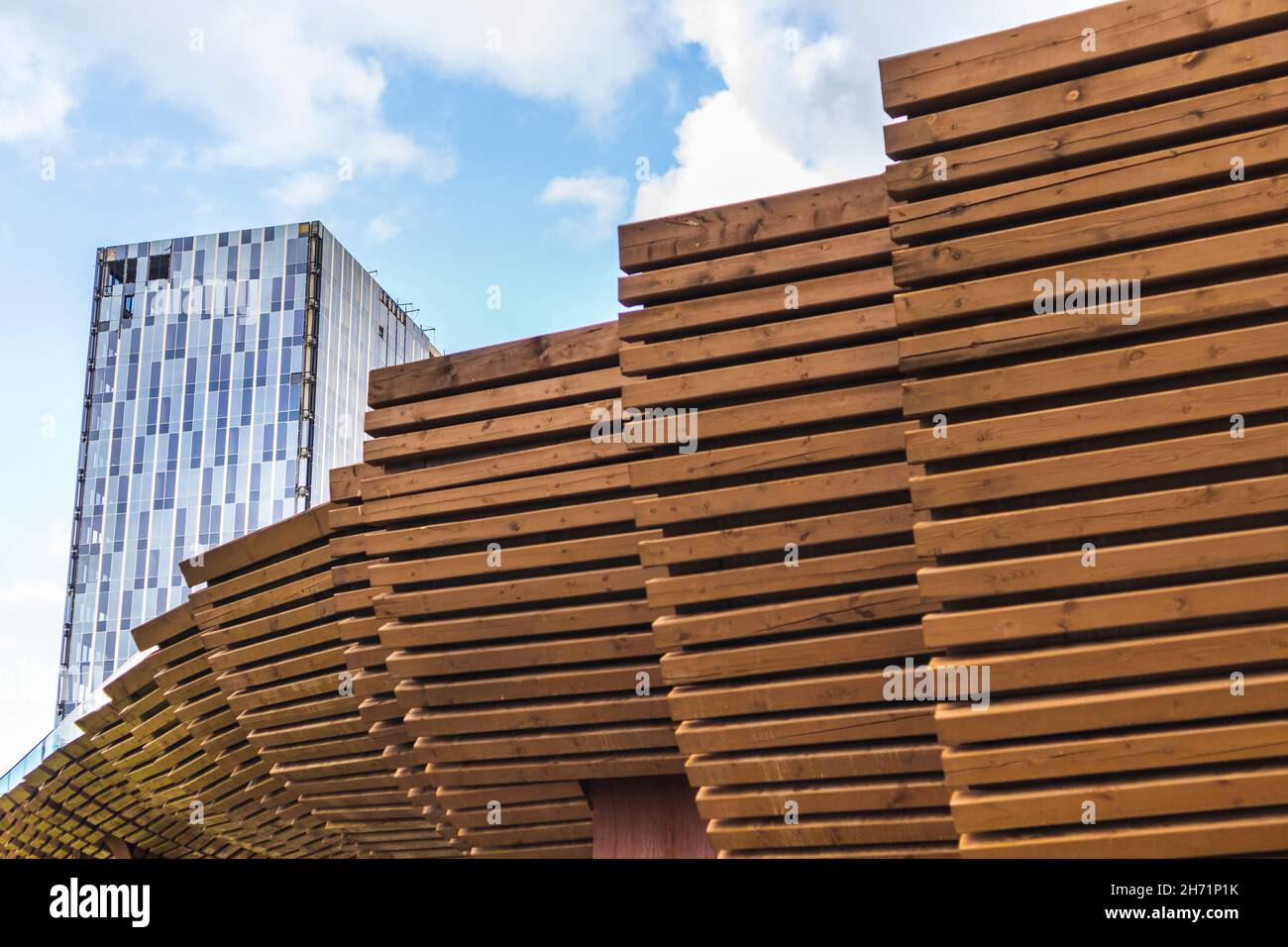 architecture modern building style high-tech wood and glass.concept ...