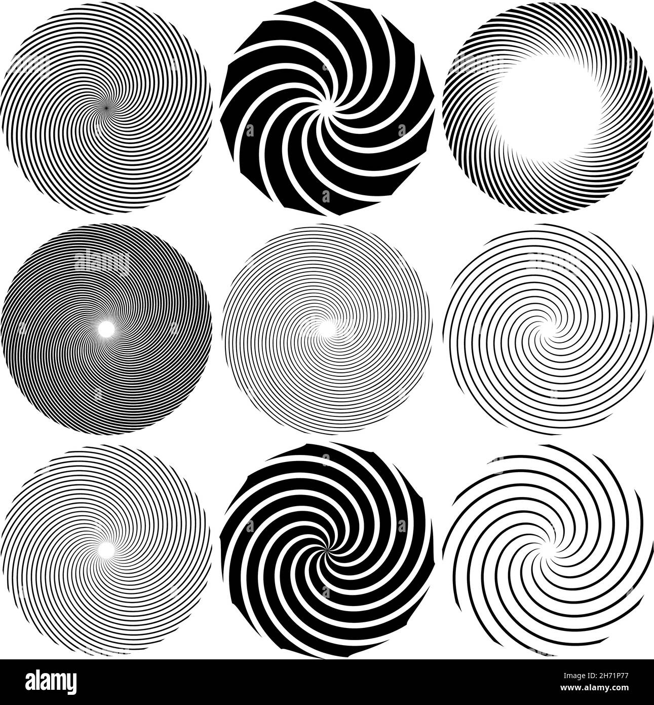 Spiral, swirl, twirl element. Cochlear, vortex, vertigo design shape ...