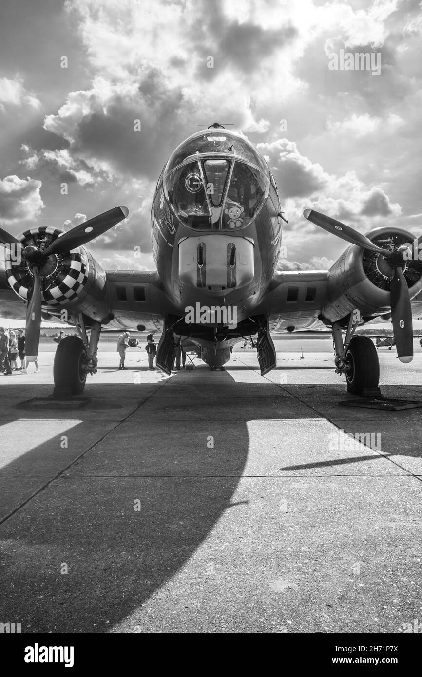 Grayscale shot of aircraft Stock Photo - Alamy