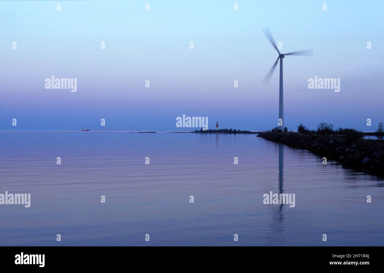 Wind turbine in Holmsund, Sweden in 2004, analog. Pylon and wings ...