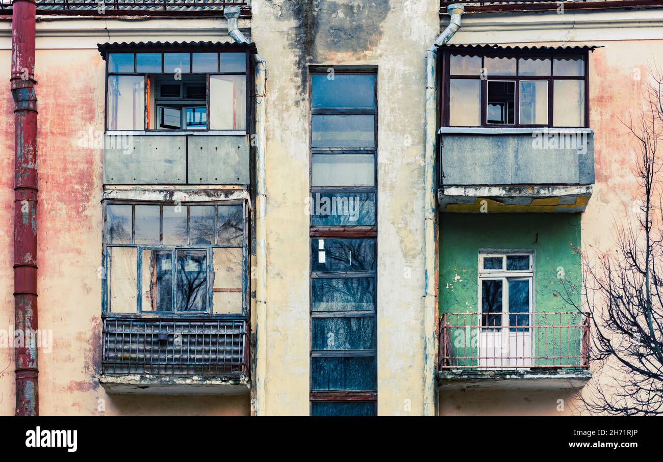 Old and worn soviet building in republic of Belarus Stock Photo - Alamy