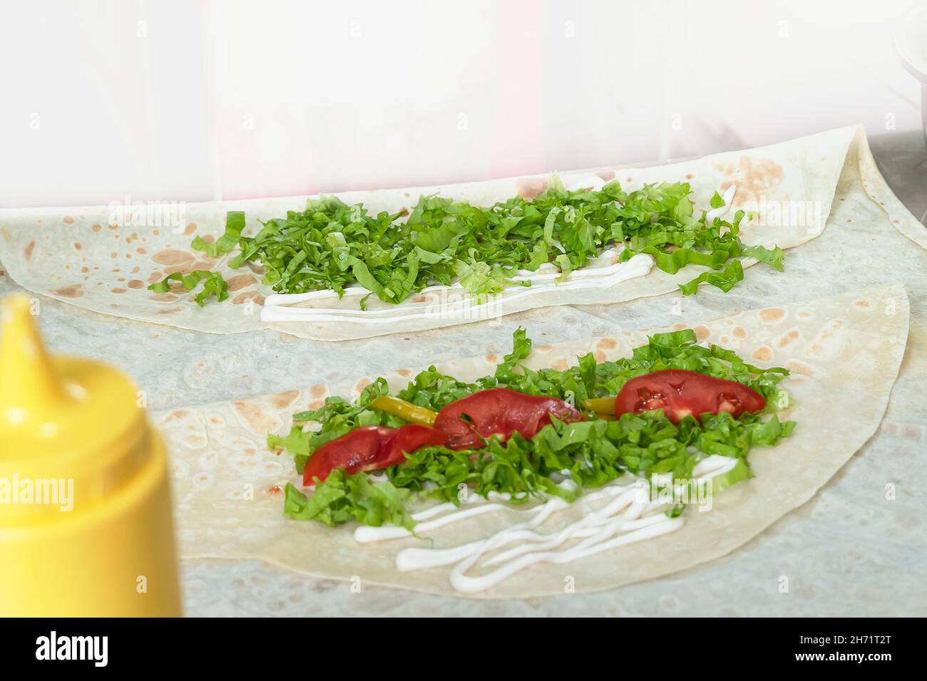 Process of cooking shawarma, close-up Stock Photo - Alamy