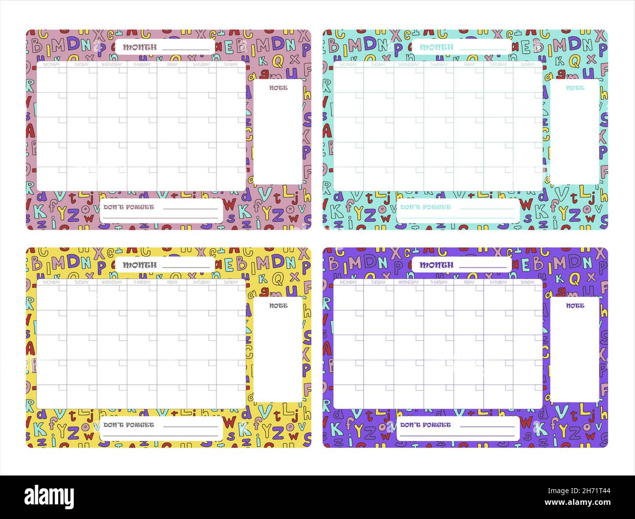 Vector set of weekly planner, to do list, note, Schedule, background ...