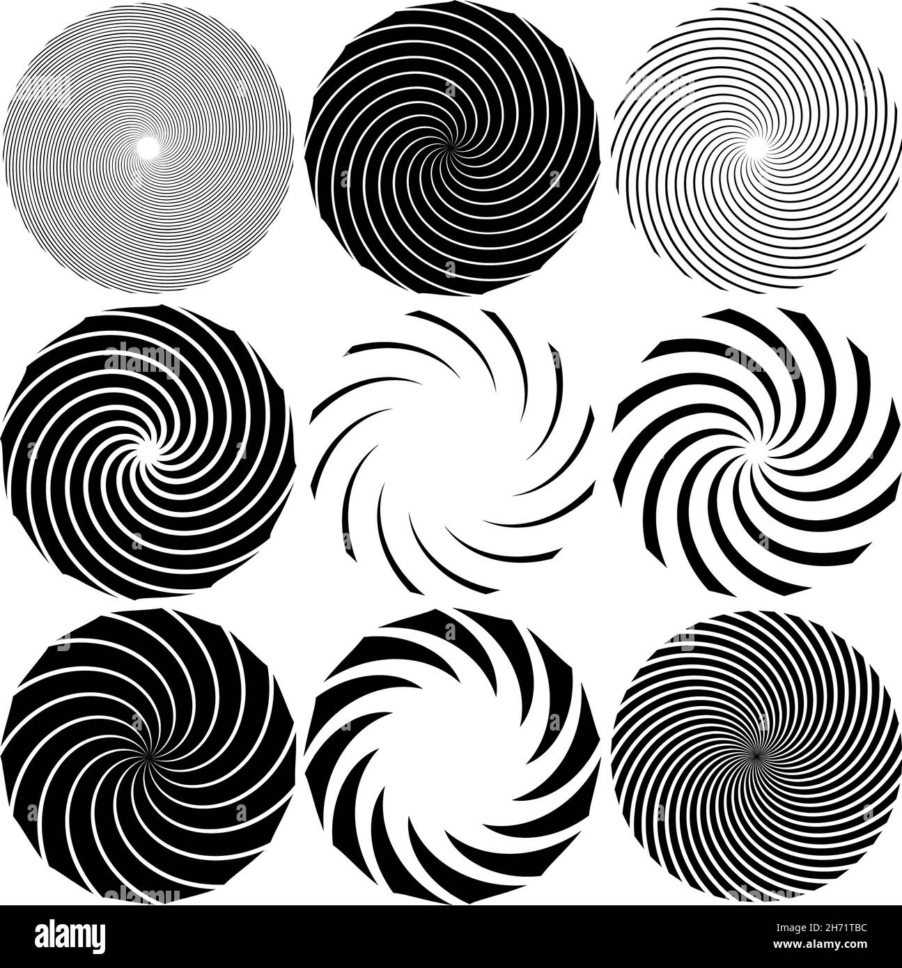Spiral, swirl, twirl element. Cochlear, vortex, vertigo design shape ...