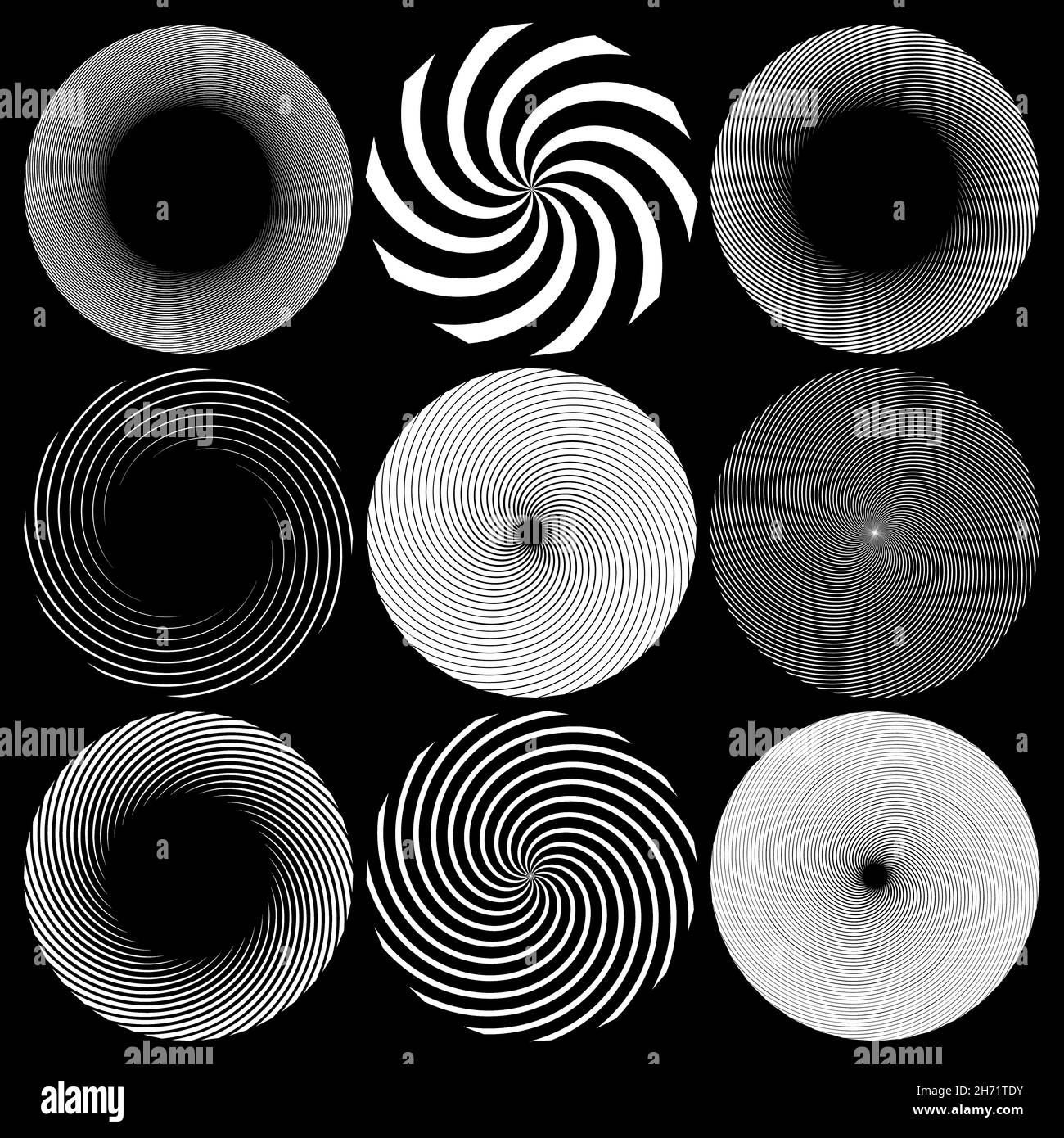 Spiral, swirl, twirl element. Cochlear, vortex, vertigo design shape ...