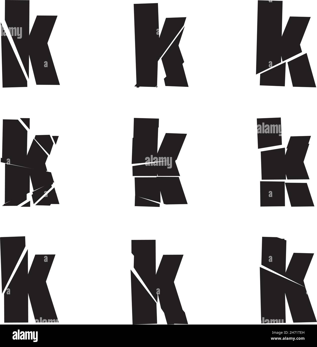 Textured letter K. Shattered, fractured, broken alphabet series - stock ...