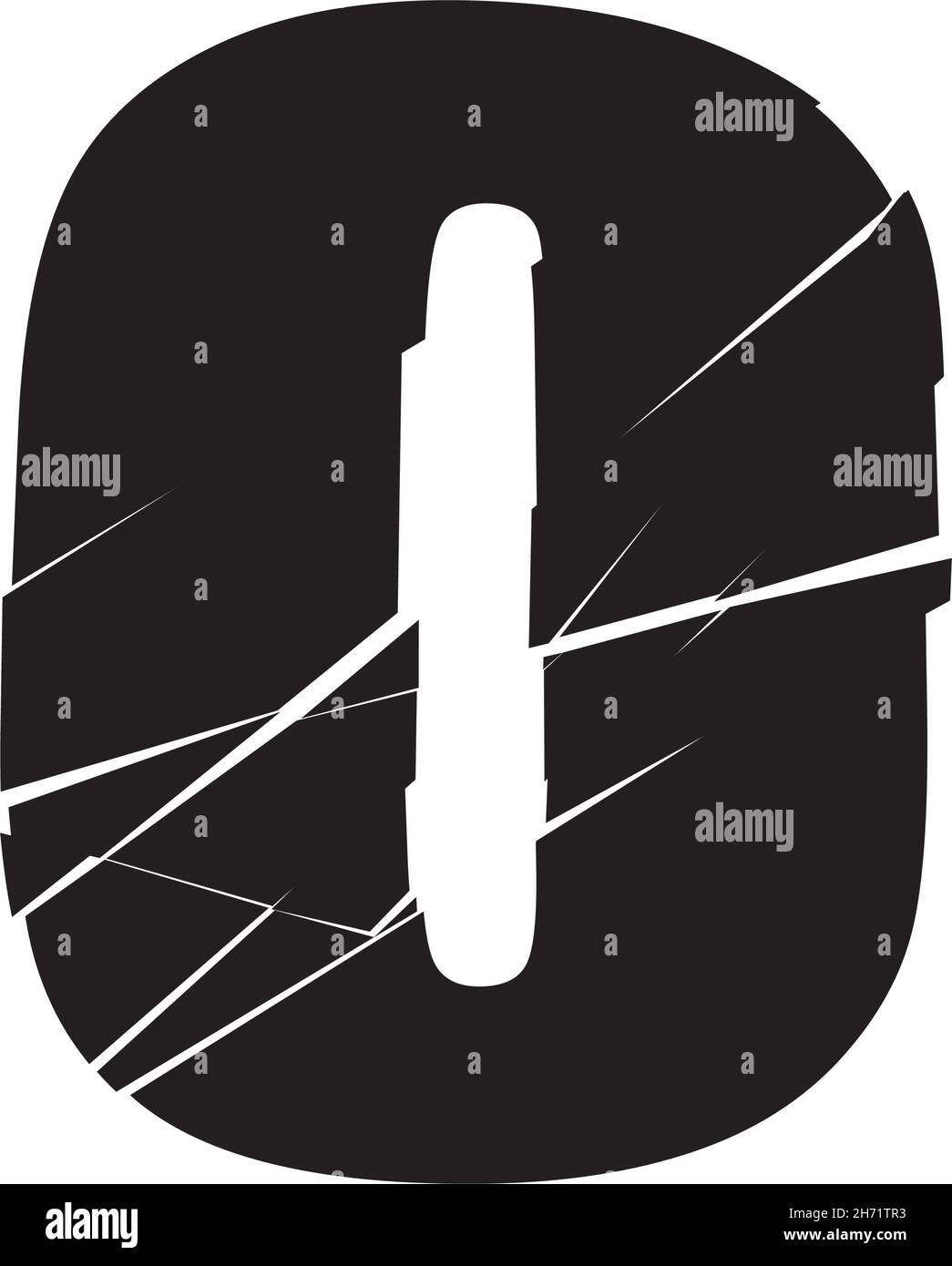 Textured letter O. Shattered, fractured, broken alphabet series - stock ...