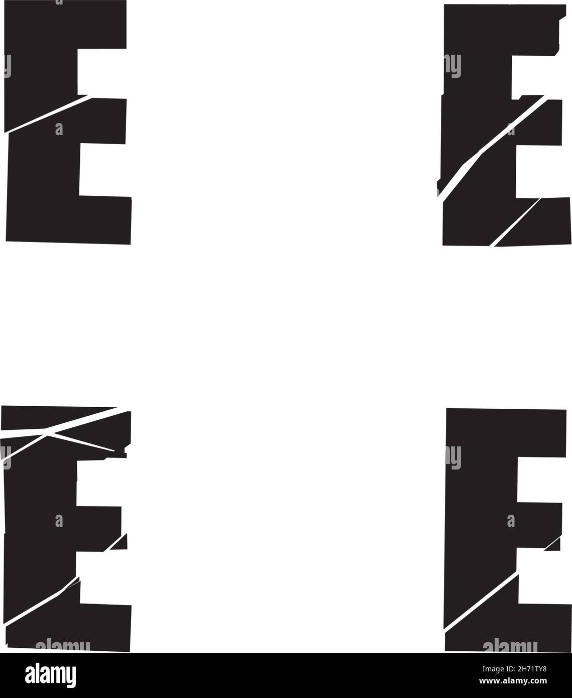 Textured letter E. Shattered, fractured, broken alphabet series - stock ...