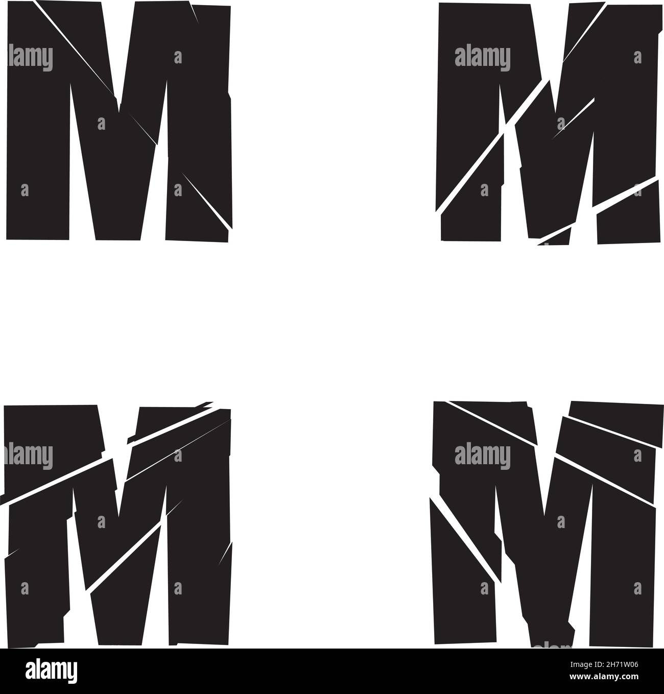 Textured letter M. Shattered, fractured, broken alphabet series - stock ...