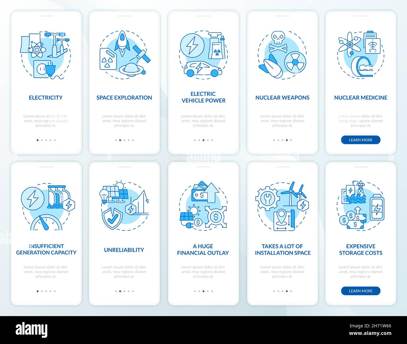 Nuclear Energy Production Onboarding Mobile App Page Screen Set Stock Vector Image And Art Alamy