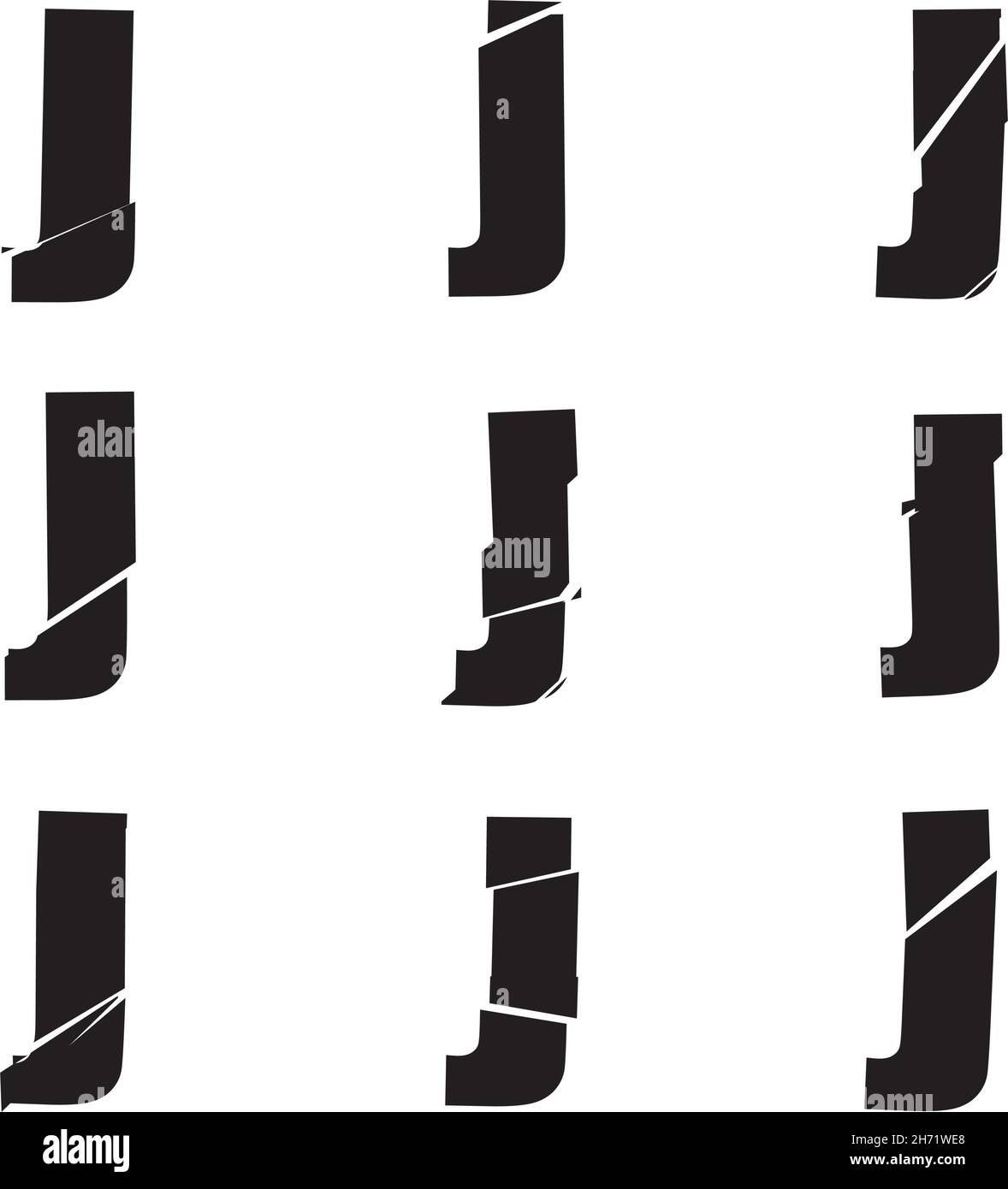 Textured letter J. Shattered, fractured, broken alphabet series - stock ...