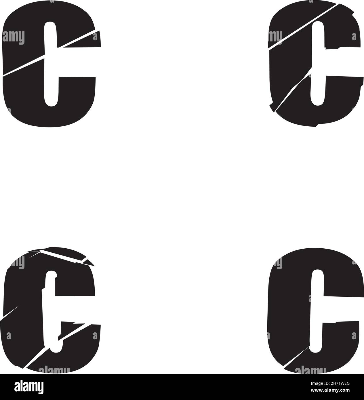 Textured letter C. Shattered, fractured, broken alphabet series - stock ...