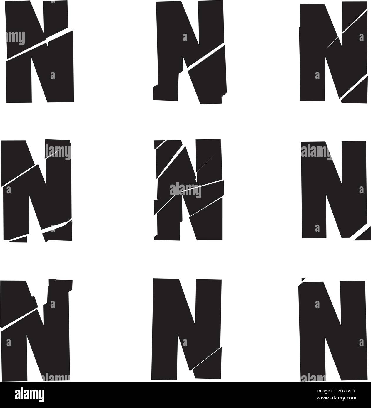 Textured letter N. Shattered, fractured, broken alphabet series - stock ...