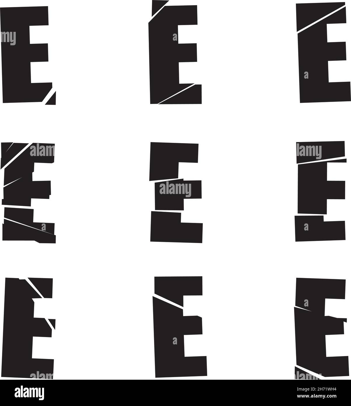 Textured letter E. Shattered, fractured, broken alphabet series - stock ...