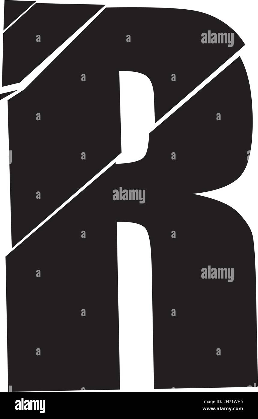 Textured letter R. Shattered, fractured, broken alphabet series - stock ...