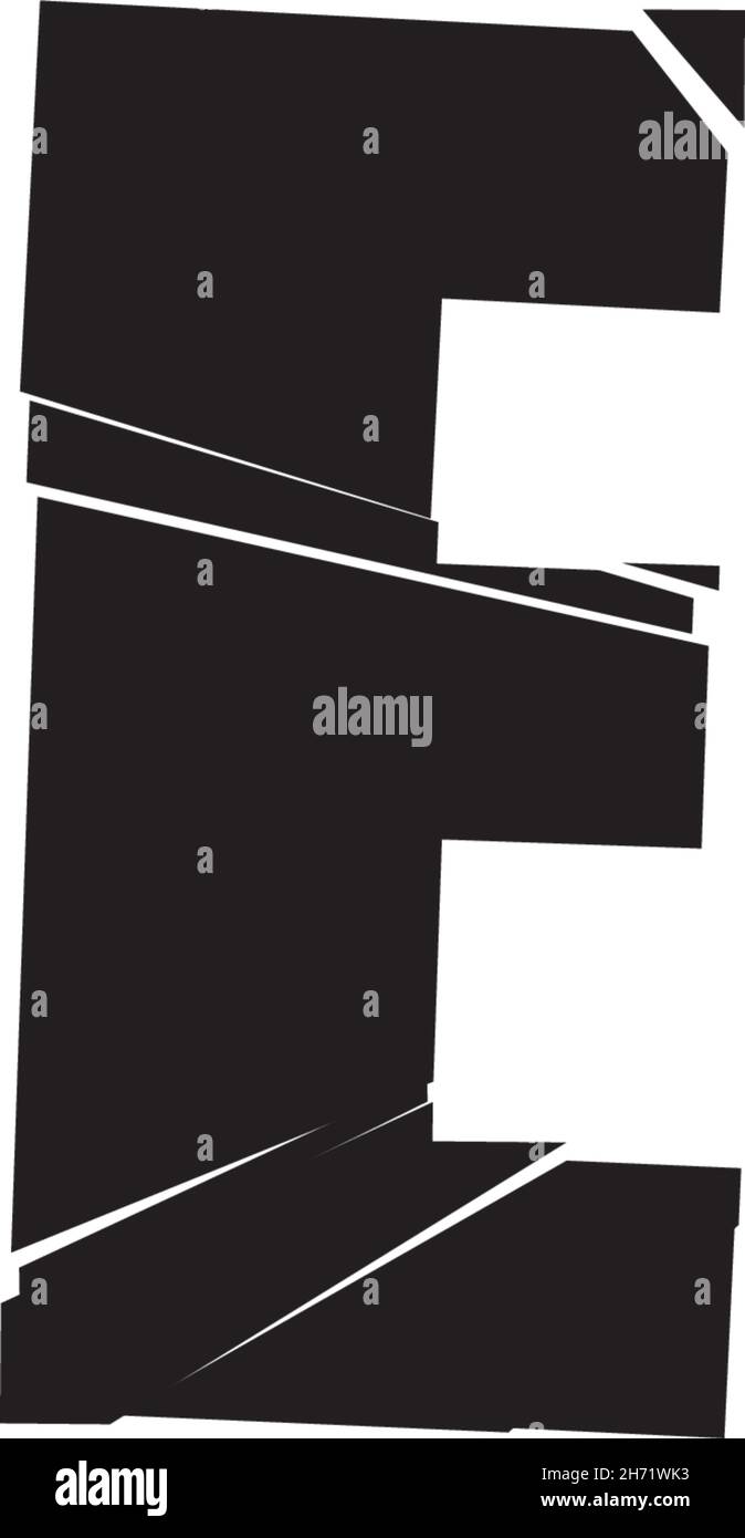 Textured letter E. Shattered, fractured, broken alphabet series - stock ...