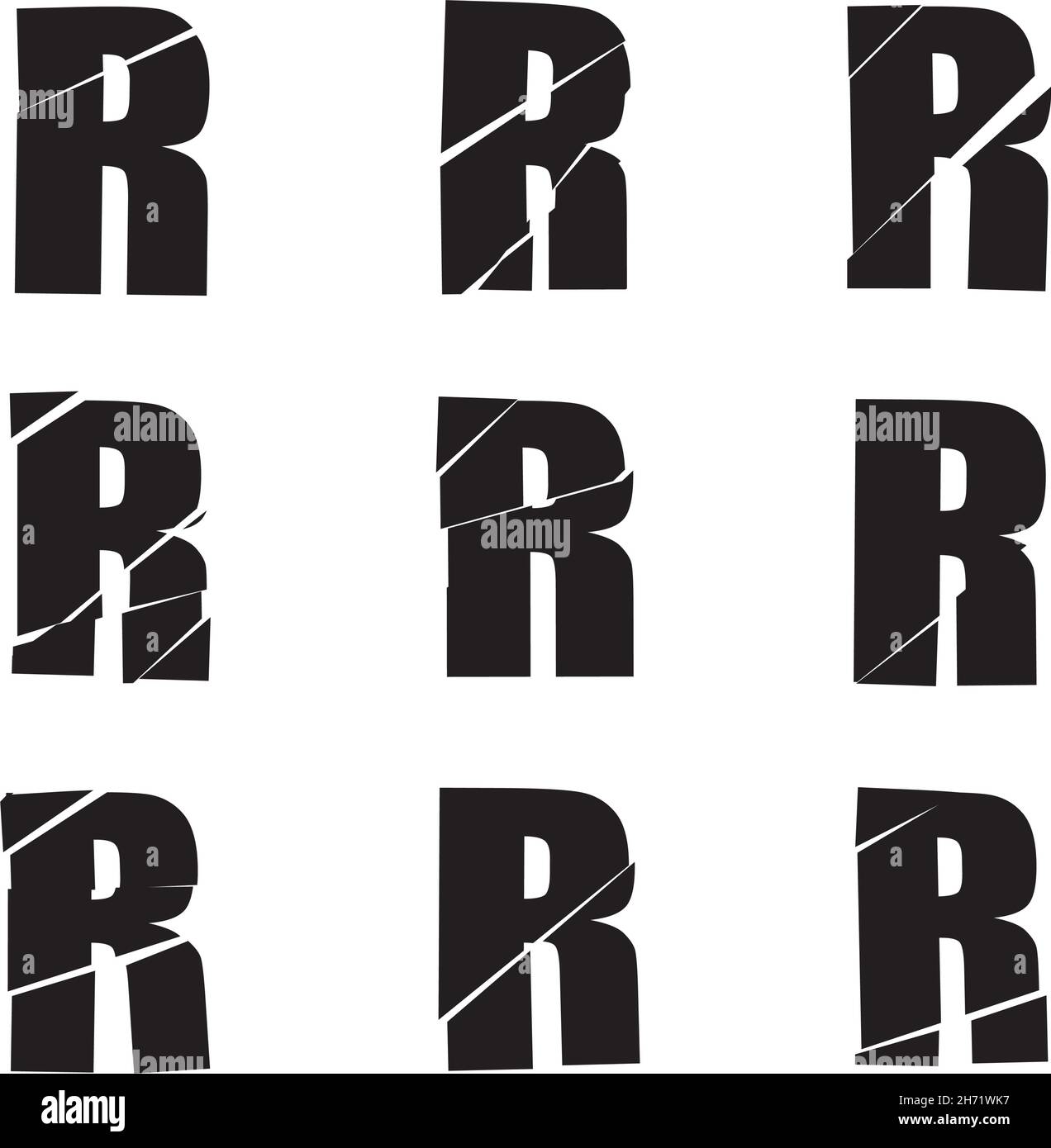Textured letter R. Shattered, fractured, broken alphabet series - stock ...