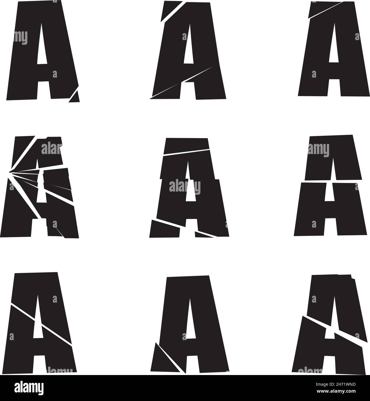 Textured letter A. Shattered, fractured, broken alphabet series - stock ...