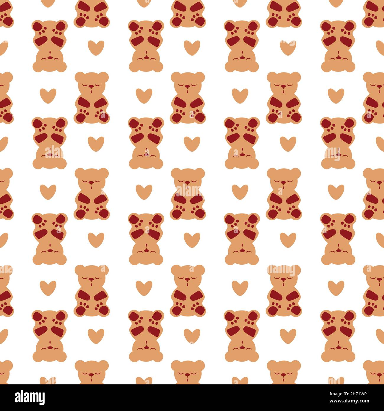 Sleep gummies and hearts vector seamless pattern background. Backdrop ...