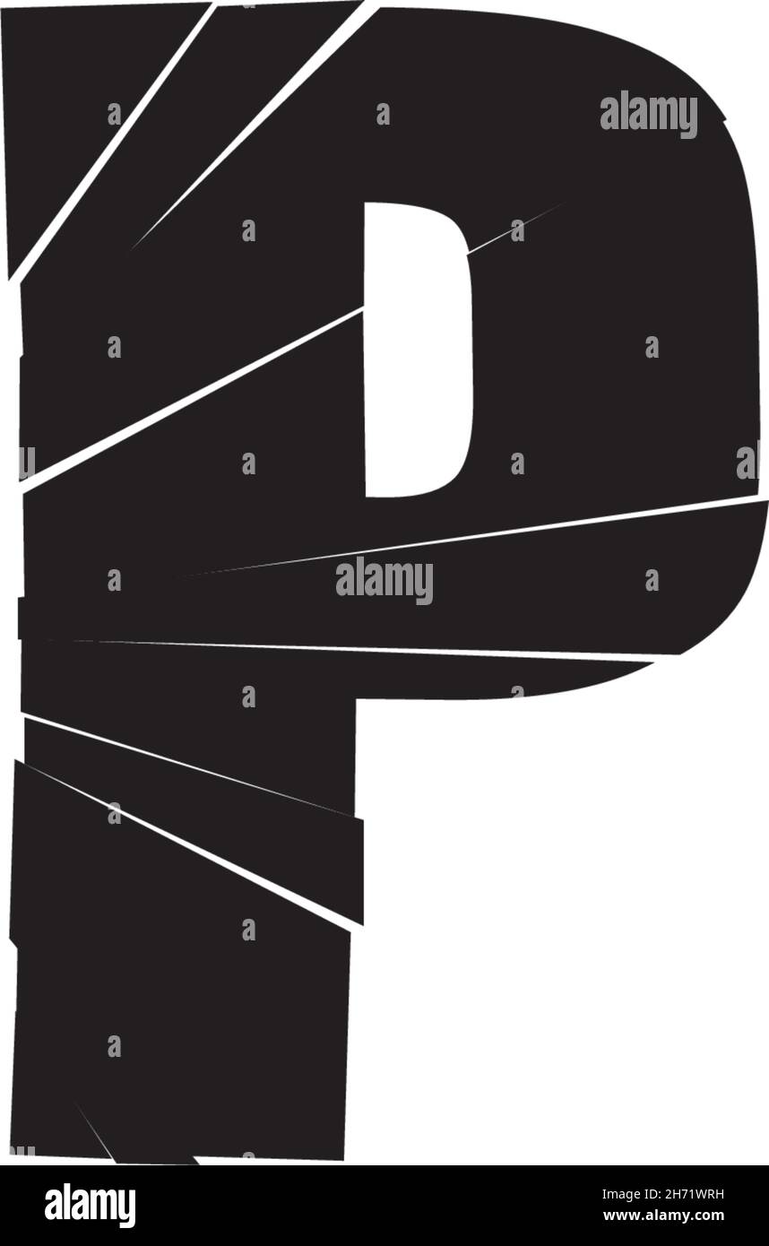Textured letter P. Shattered, fractured, broken alphabet series - stock ...