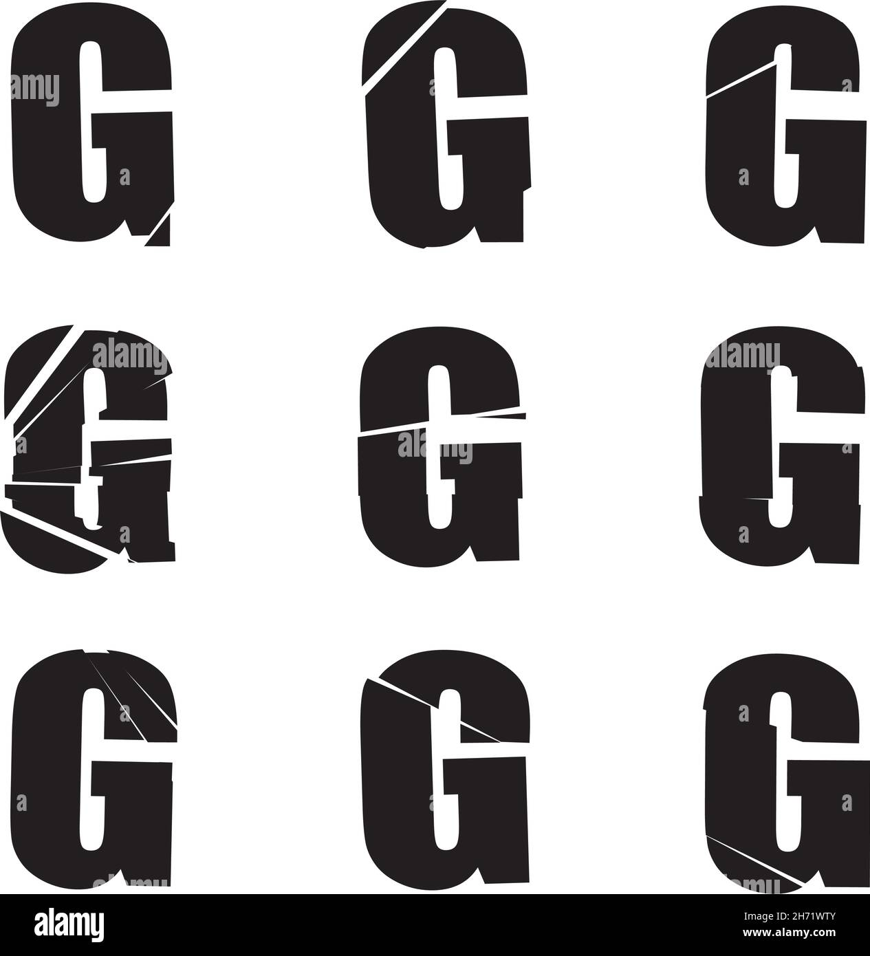 Textured letter G. Shattered, fractured, broken alphabet series - stock ...