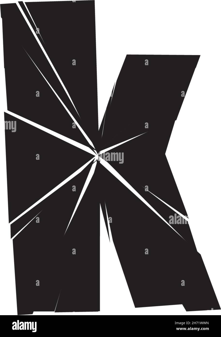 Textured letter k. Shattered, fractured, broken alphabet series - stock ...