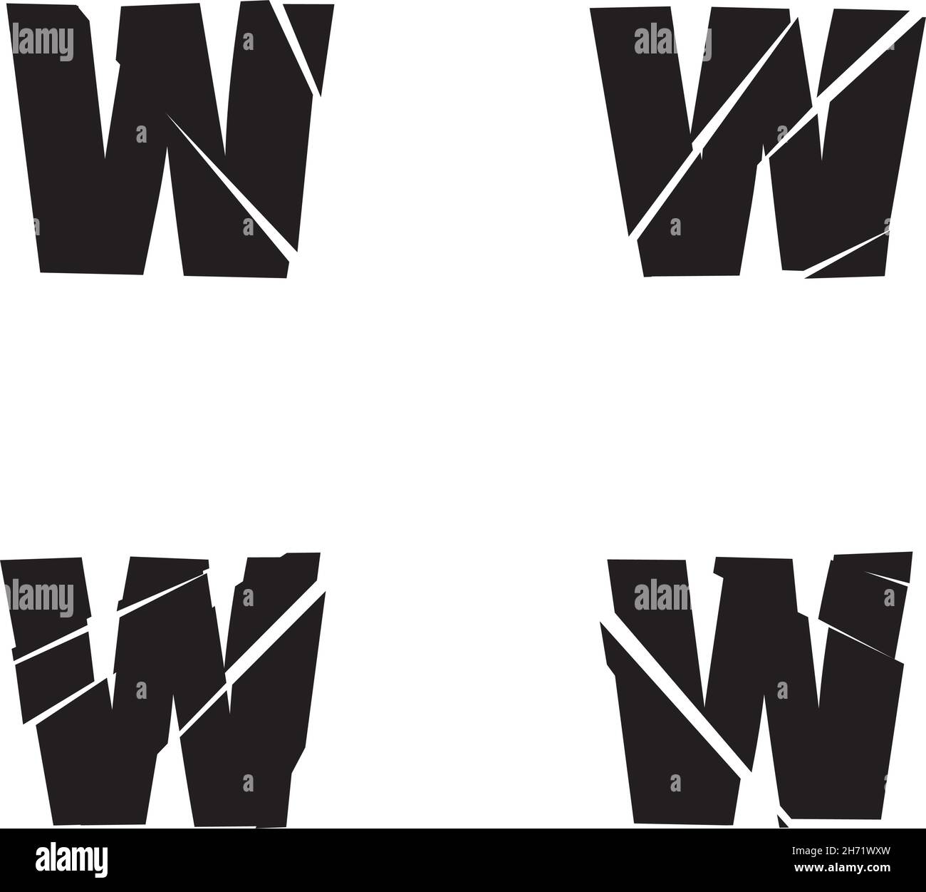 Textured letter W. Shattered, fractured, broken alphabet series - stock ...
