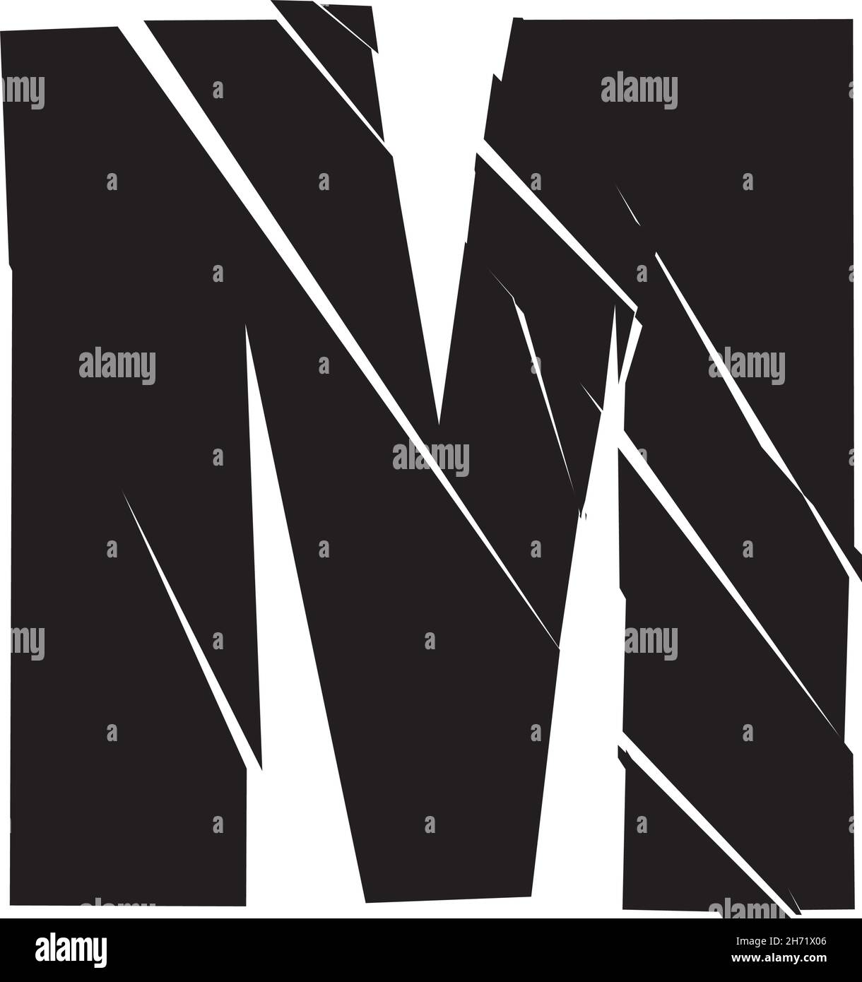 Textured letter M. Shattered, fractured, broken alphabet series - stock ...