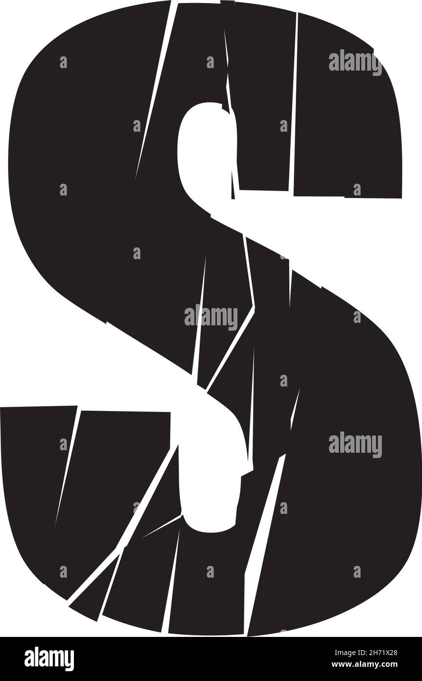 Textured letter S. Shattered, fractured, broken alphabet series - stock ...