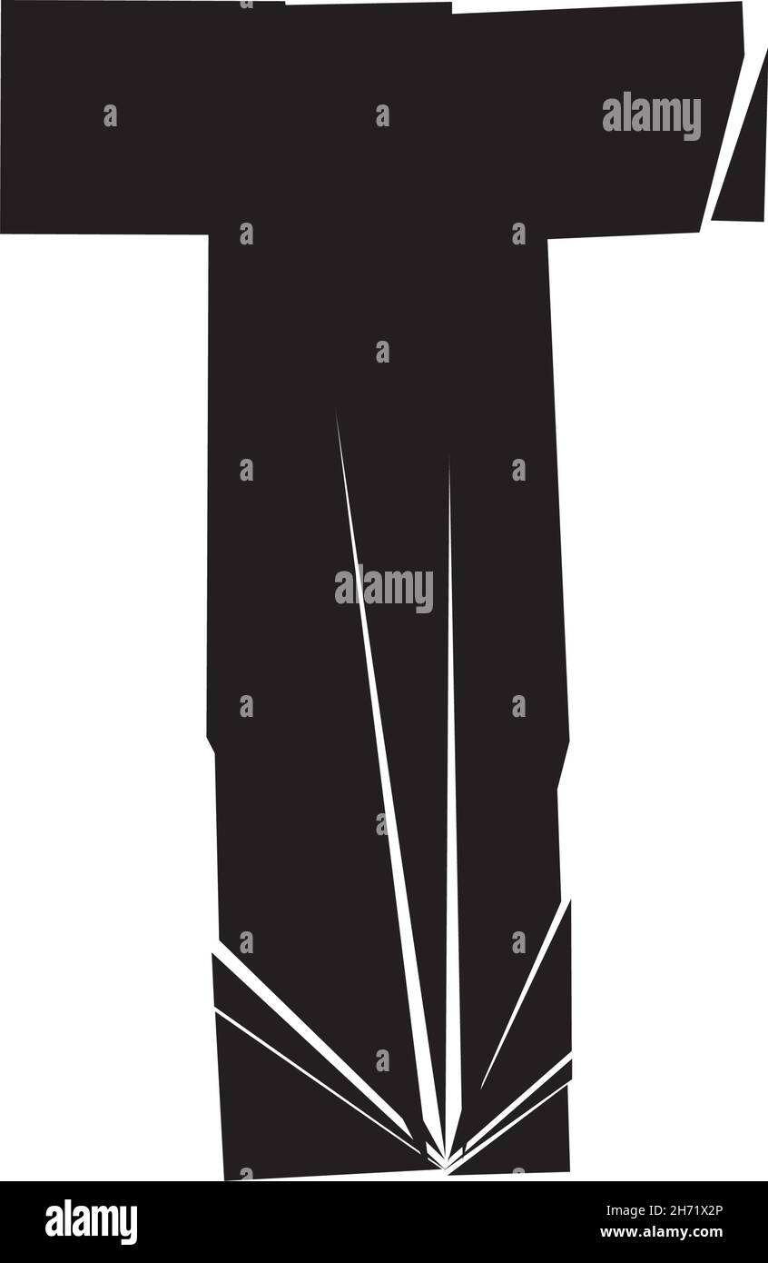 Textured letter T. Shattered, fractured, broken alphabet series - stock ...