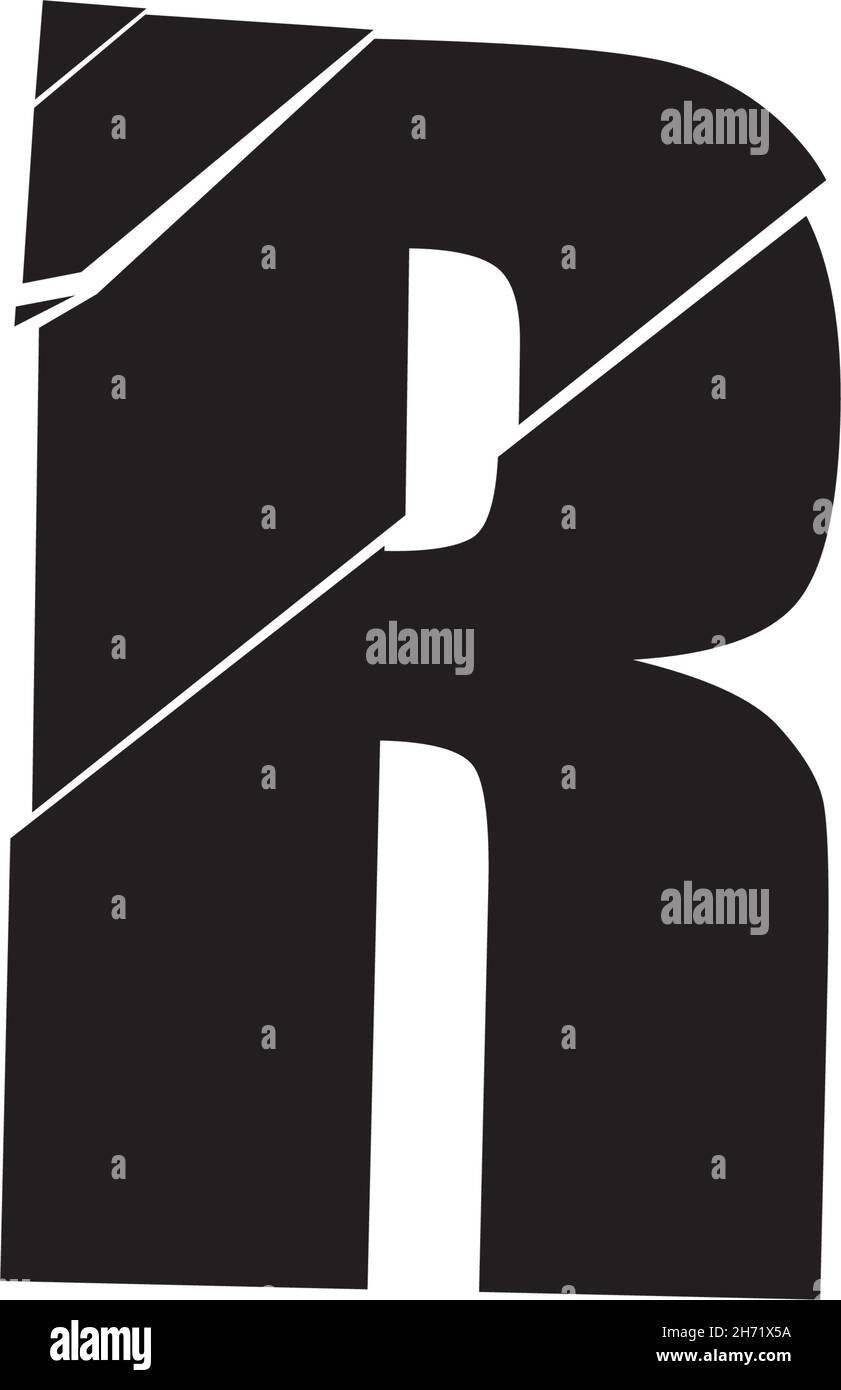 Textured letter R. Shattered, fractured, broken alphabet series - stock ...