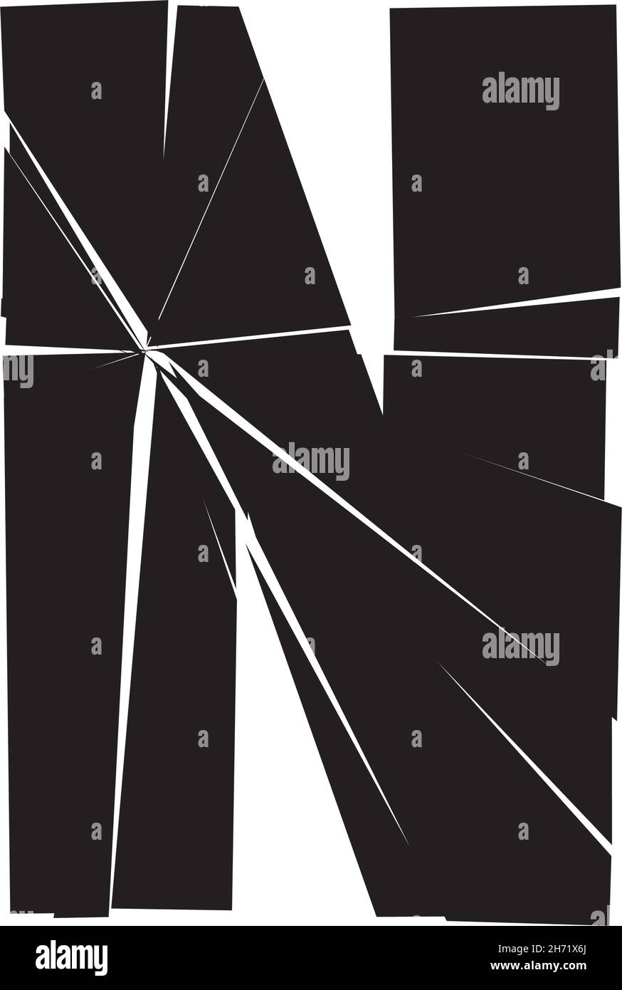 Textured letter N. Shattered, fractured, broken alphabet series - stock ...