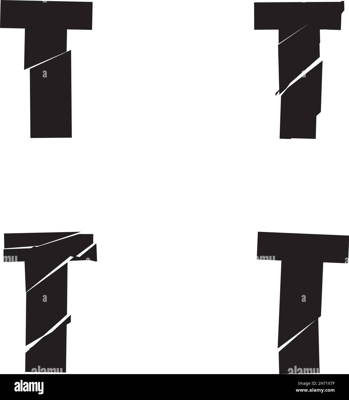 Textured letter T. Shattered, fractured, broken alphabet series - stock ...