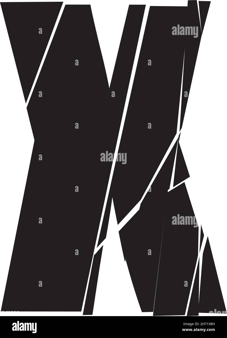Textured letter X. Shattered, fractured, broken alphabet series - stock ...