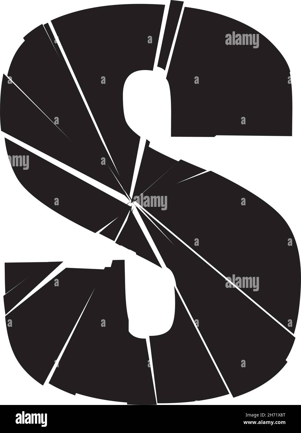 Textured letter S. Shattered, fractured, broken alphabet series - stock ...