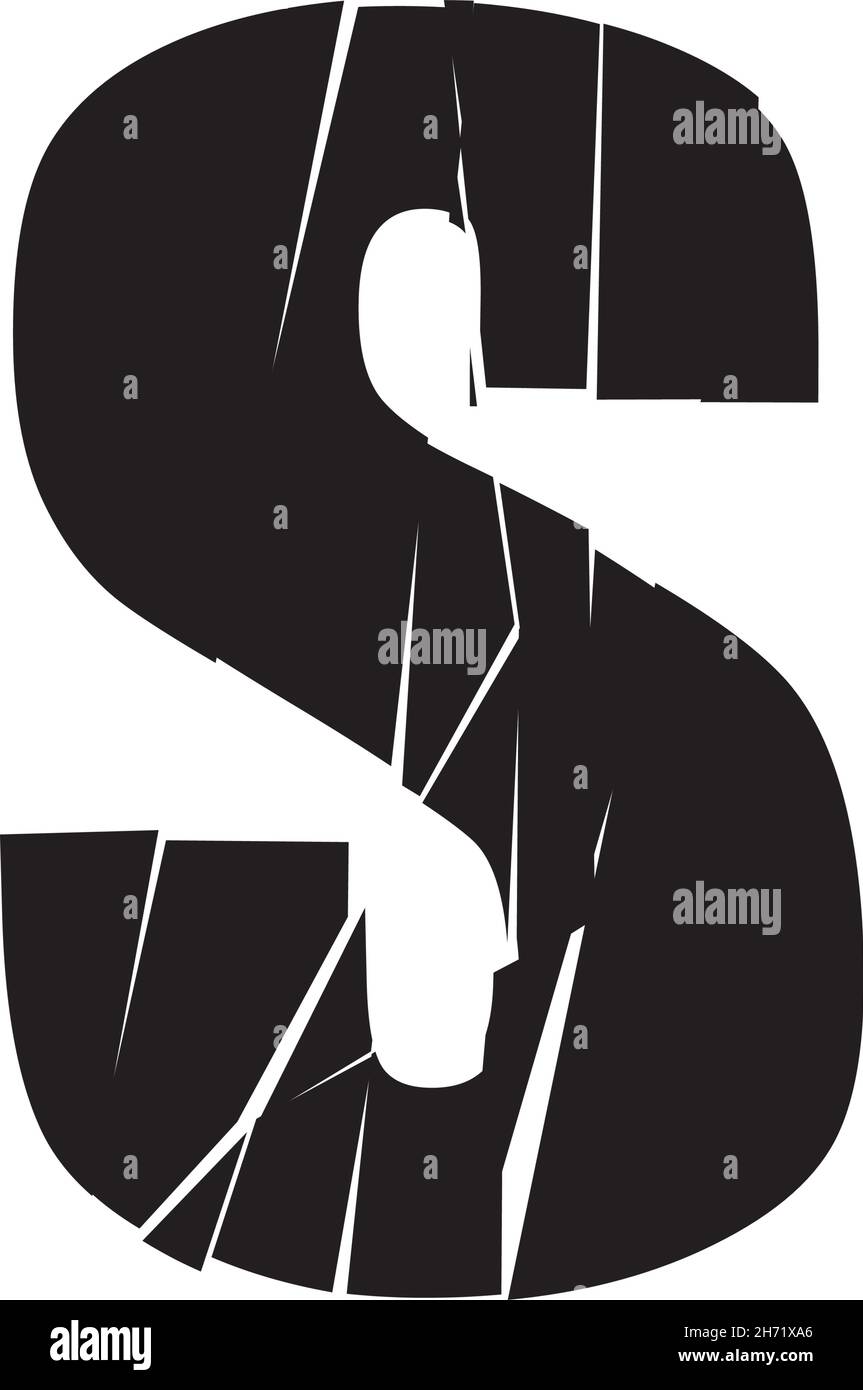 Textured letter S. Shattered, fractured, broken alphabet series - stock ...