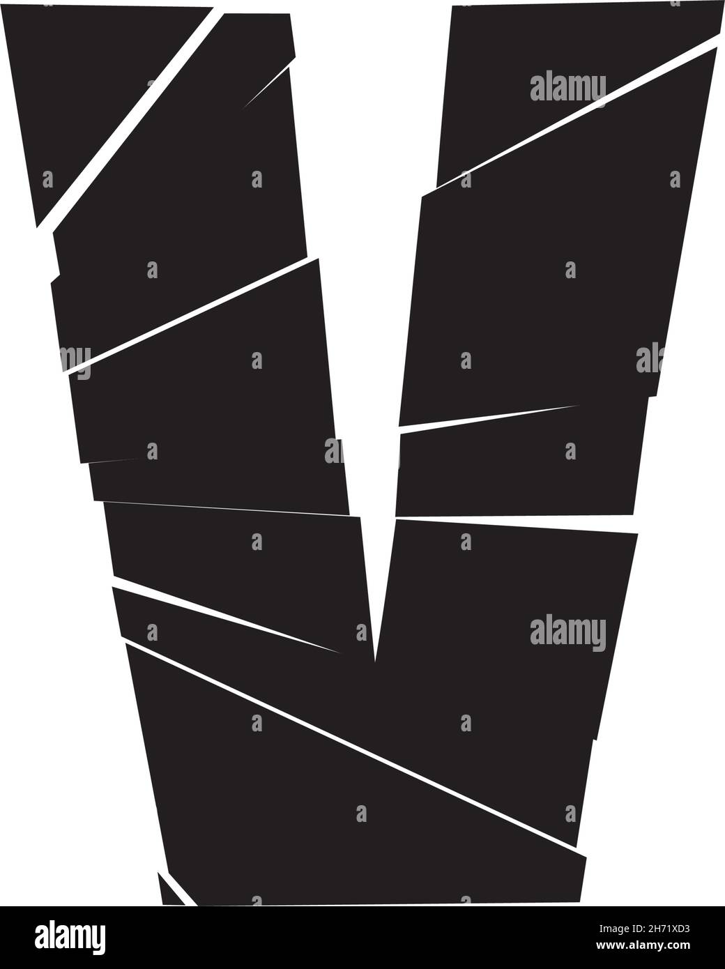 Textured letter V. Shattered, fractured, broken alphabet series - stock ...