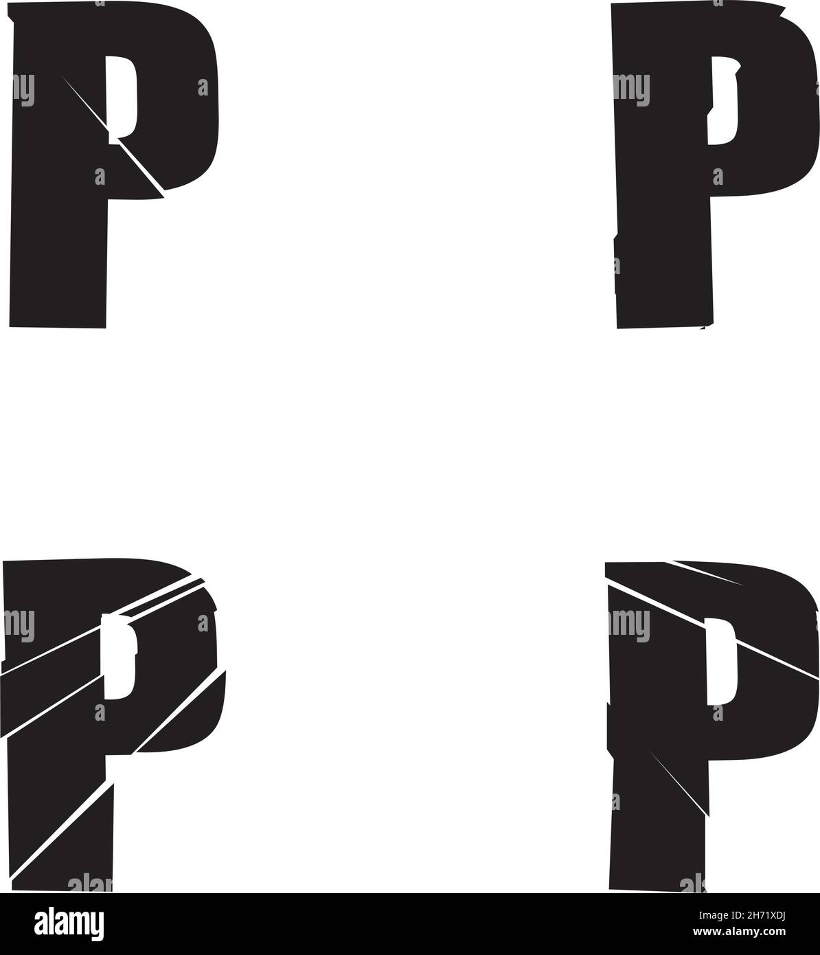 Textured letter P. Shattered, fractured, broken alphabet series - stock ...