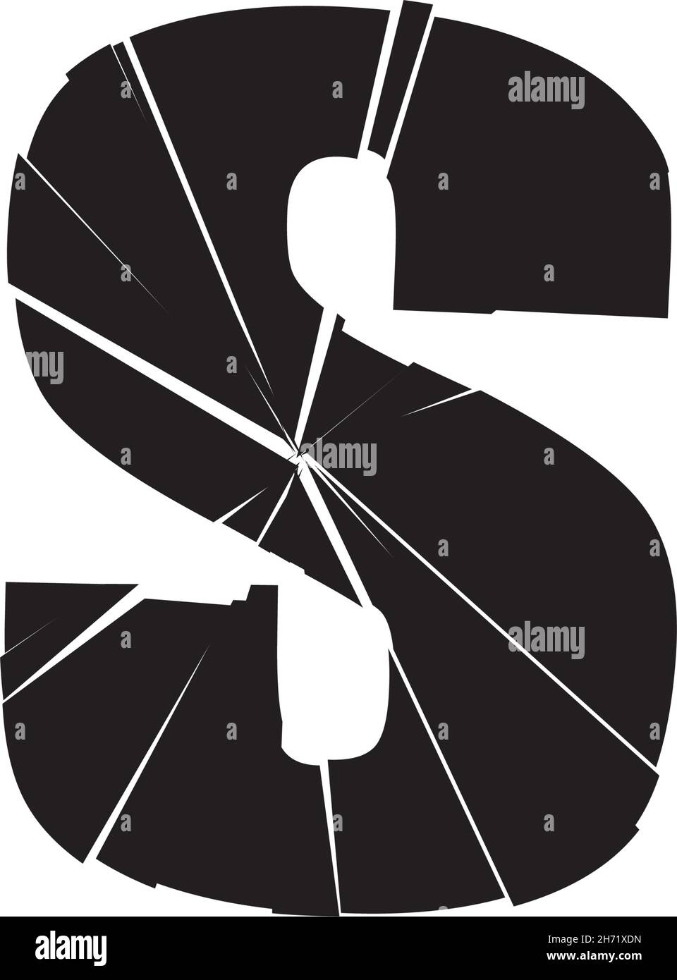 Textured letter S. Shattered, fractured, broken alphabet series - stock ...