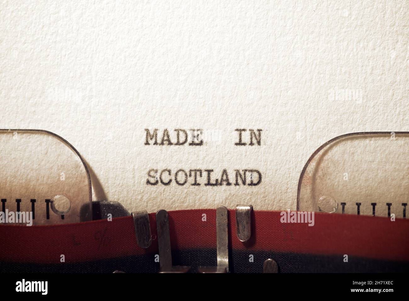 The sentence, made in Scotland, written with a typewriter Stock Photo ...
