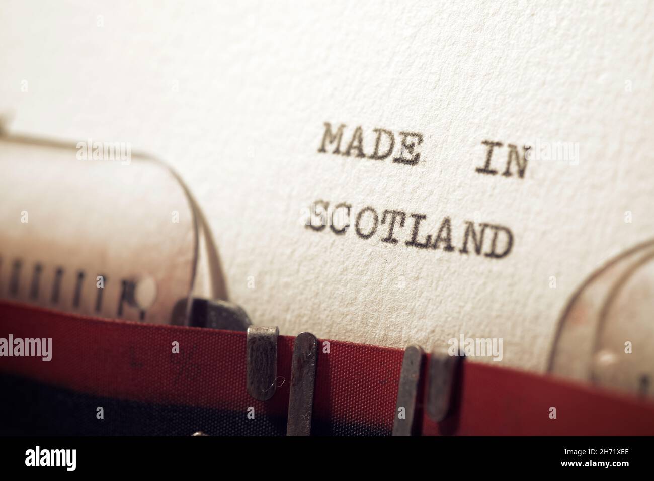 The sentence, made in Scotland, written with a typewriter Stock Photo ...