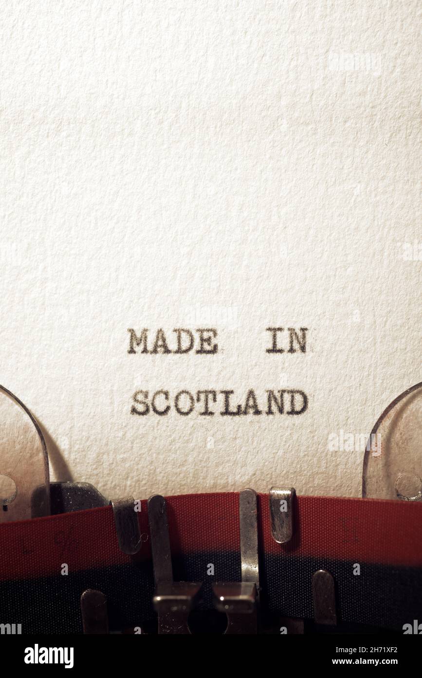 The sentence, made in Scotland, written with a typewriter Stock Photo ...