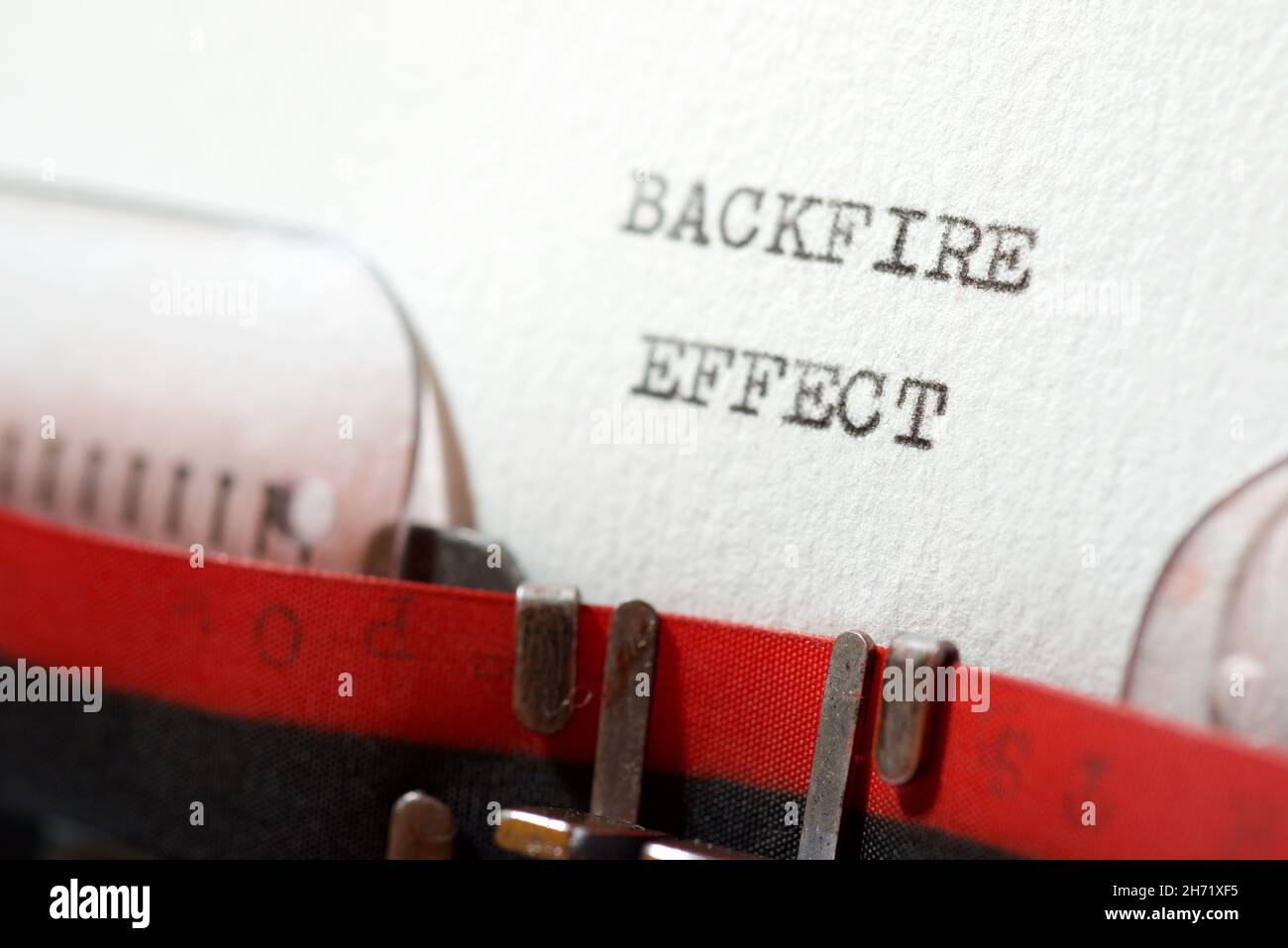 Backfire effect phrase written with a typewriter Stock Photo - Alamy